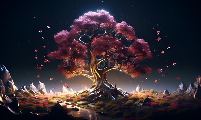 Fairy Tale Fantasy Tree, Ai Generative Stock Illustration ...