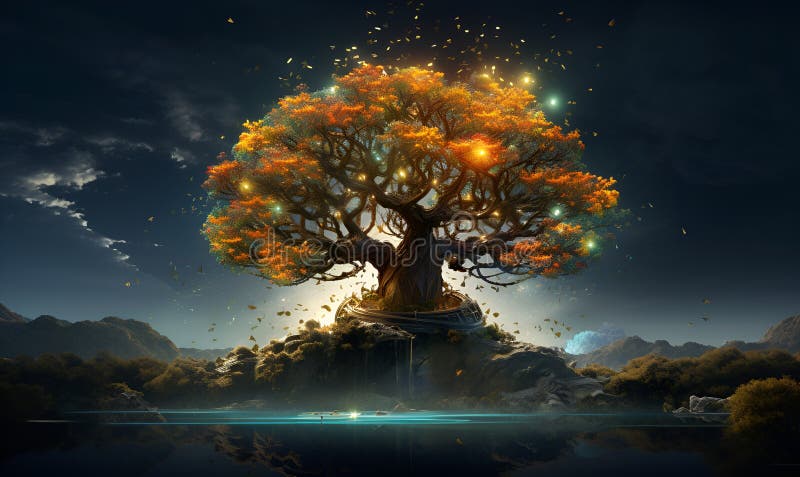 Fairy Tale Fantasy Tree, Ai Generative Stock Illustration ...