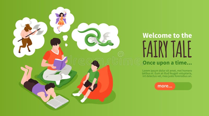 Fairy Tale Horizontal Banner Stock Vector - Illustration of education ...