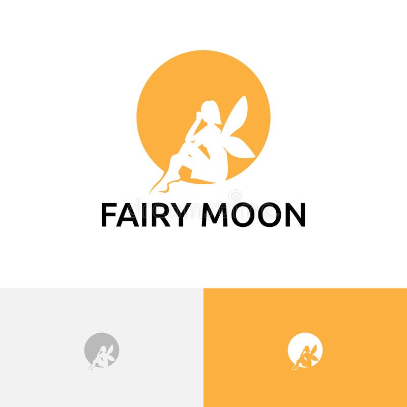 Fairy Tale Moon Beautiful Elf Girl Logo Stock Vector - Illustration of ...