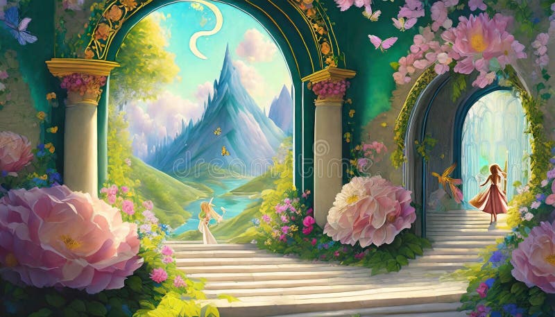 Fairy tale park stock illustration. Illustration of circle - 323660588