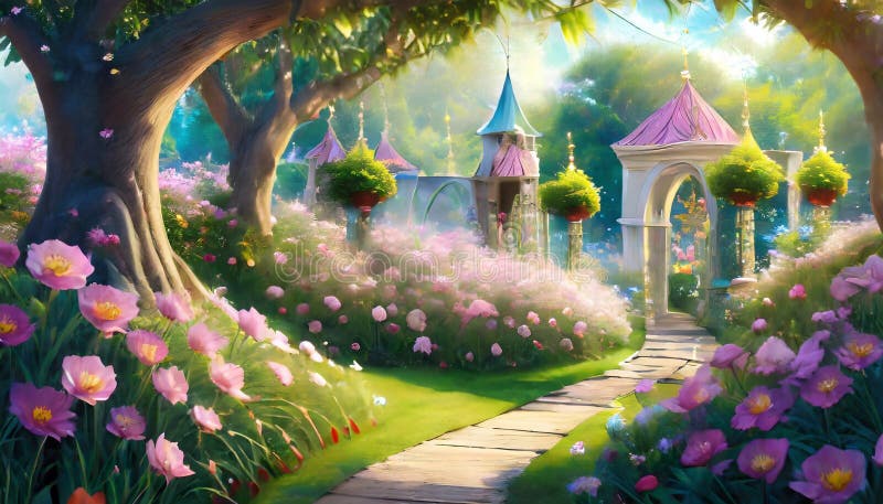 Fairy tale park stock illustration. Illustration of painting - 323660344