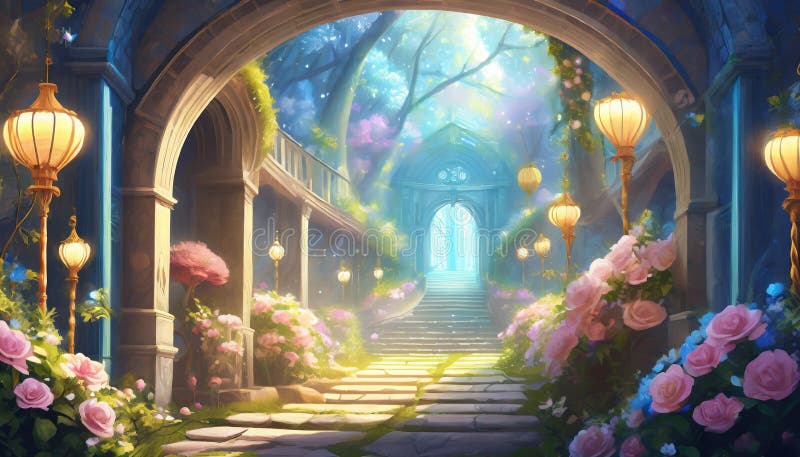 Fairy tale park stock illustration. Illustration of glass - 323660974