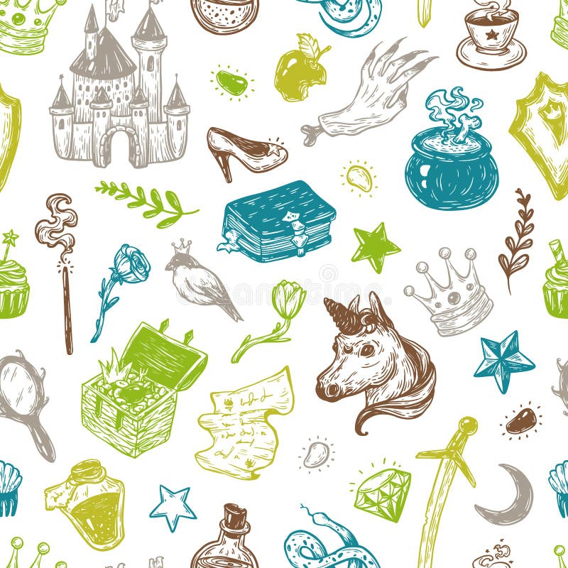 Fairy Tale, Pattern. stock illustration. Illustration of legend - 85182233