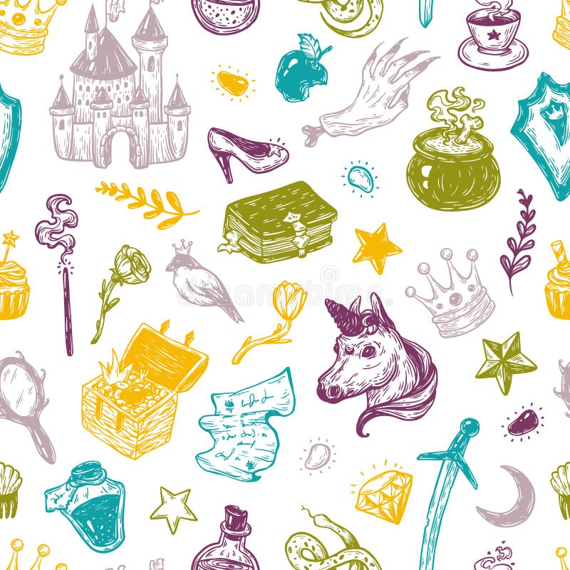 Fairy Tale, Pattern. stock vector. Illustration of history - 85171693