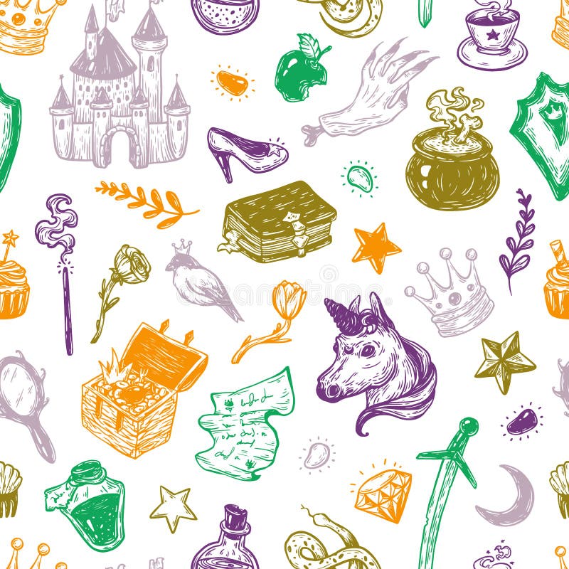 Fairy Tale, Pattern. stock vector. Illustration of medieval - 85174887