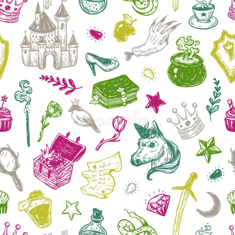 Fairy Tale, Pattern. stock vector. Illustration of crown - 85176900