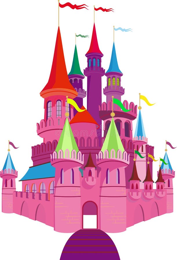 Pink princess castle. stock vector. Illustration of illustrations ...