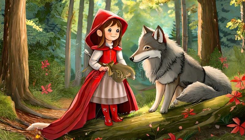 Fairy-tale Red Carbuncle with a Wolf Stock Illustration - Illustration ...