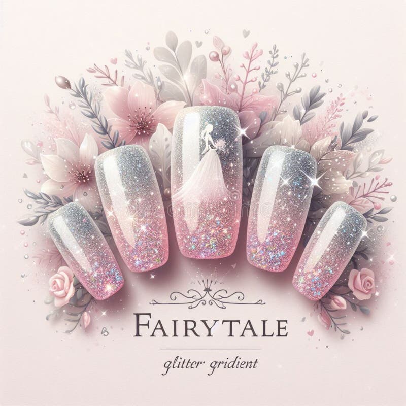 Fairy Tale Sparkle Gradient Nails Stock Photo - Image of tale, sparkle ...