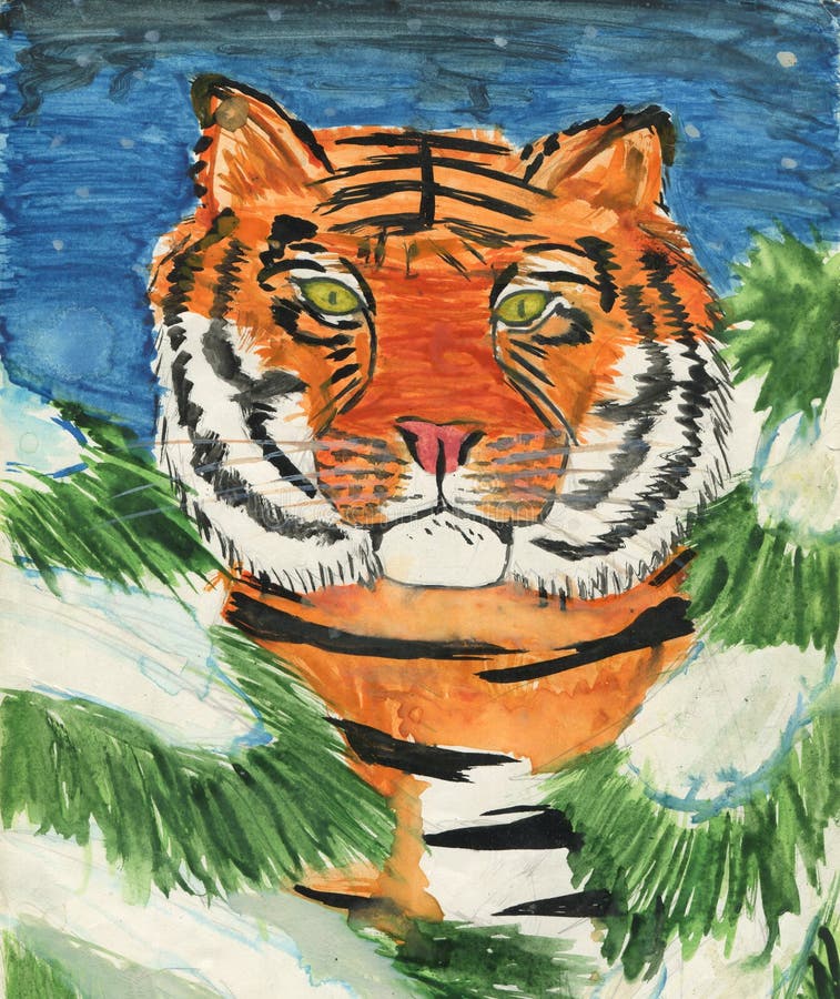 Fairy with a Tiger on the Crescent Moon Stock Vector - Illustration of ...