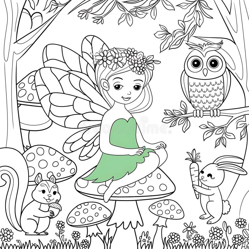 Fairy Tangles Lady with Wing Line Art Illustration Stock Vector ...