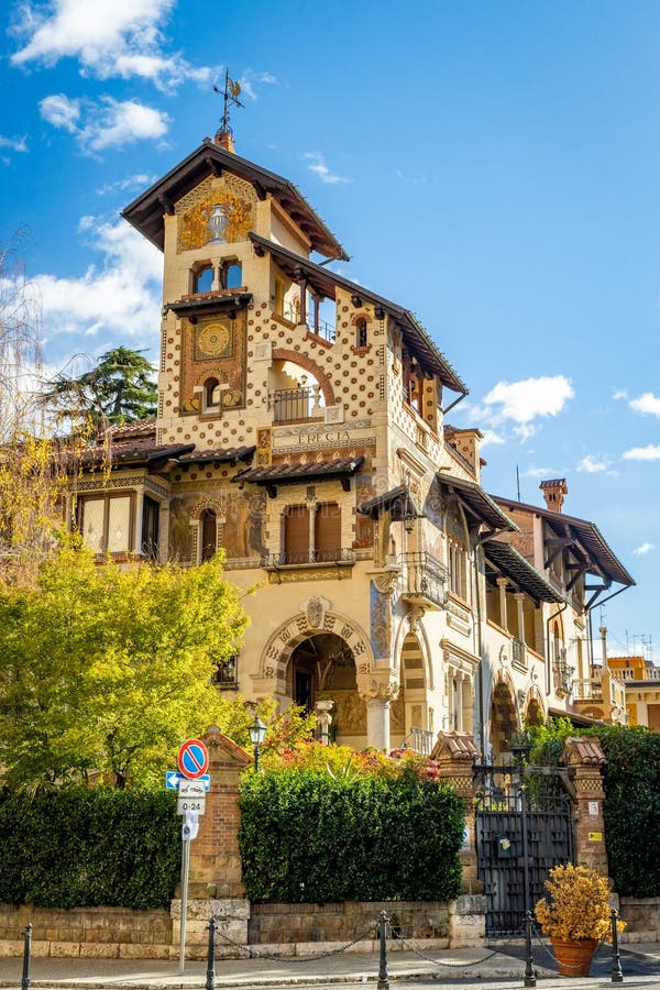 The Fairy Villa on Piazza Mincio in the Quartiere Coppede Stock Photo ...