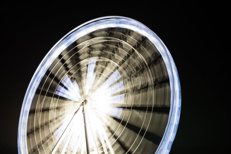 Big Fairy Ferris Wheel At Amusement Park At Night Stock Photo - Image ...