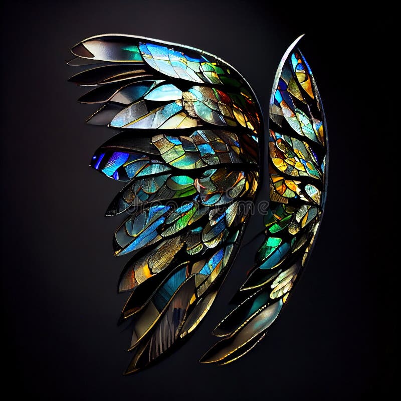 Fairy Wings Made Out of Stained Glass Tiffany Glass Transparent on a ...