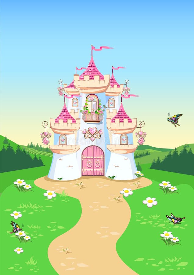 Fairytale Background with Princess Castle Stock Vector - Illustration ...