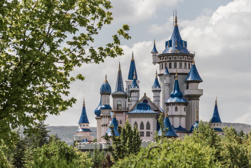 Fairytale Castle Behind Trees in Public Cultural Park, Eskisehir Stock ...