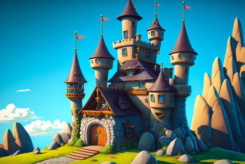 A Fairytale Castle. a Cartoon Style. Created with Generative AI Stock ...