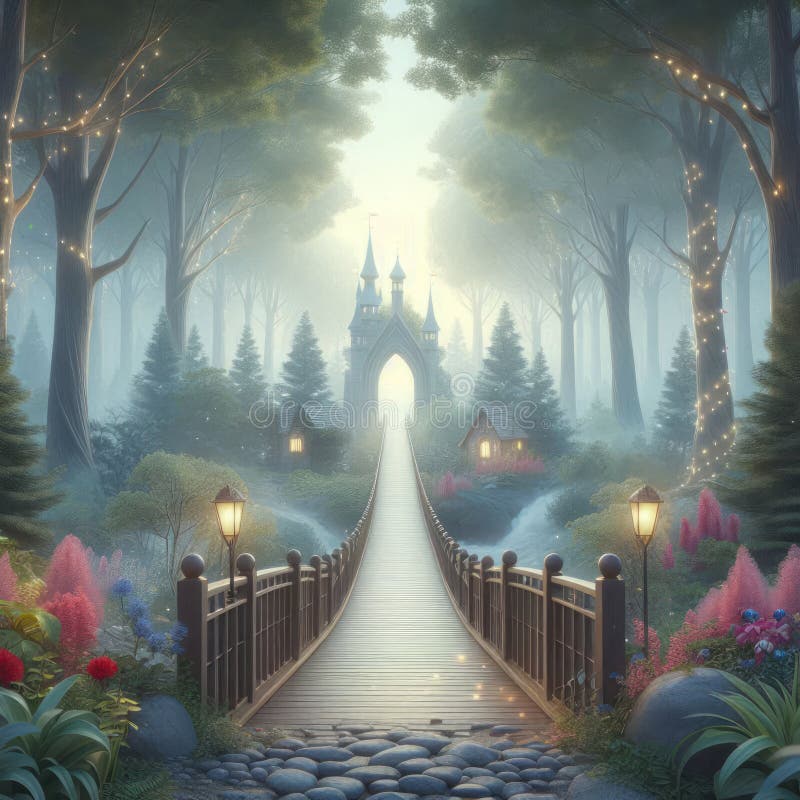 A Fairytale Castle in the Depths of a Magical Forest. Stock Image ...