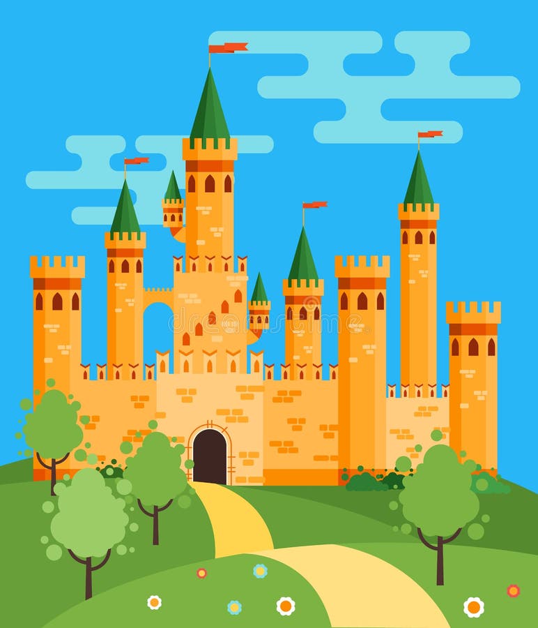 FairyTale Castle Illustration Stock Vector - Illustration of graphic ...