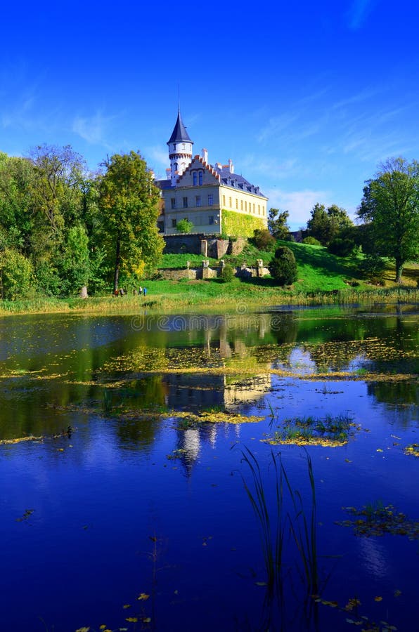 Fairytale castle, Nice castle with blue sky and water