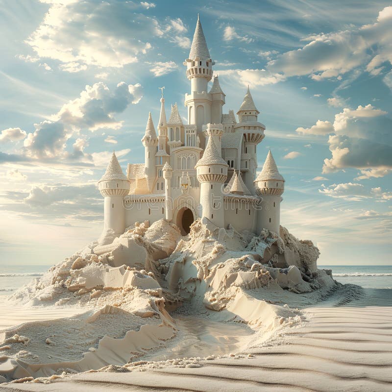 Fairytale Castle on Sandy Beach Stock Image - Image of fairytale, sandy ...