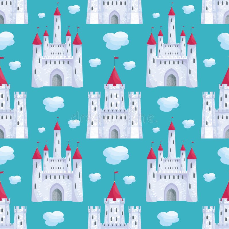 Fairytale Castle Seamless Pattern Stock Vector - Illustration of ...