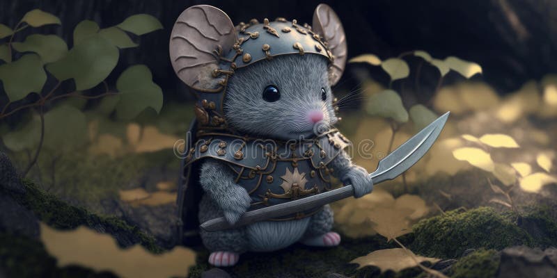 Fairytale Character Design Warrior Mouse in Medieval Armor Suit Stock ...