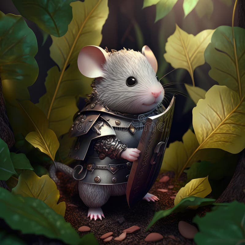 Fairytale Character Design Warrior Mouse in Medieval Armor Suit Stock ...