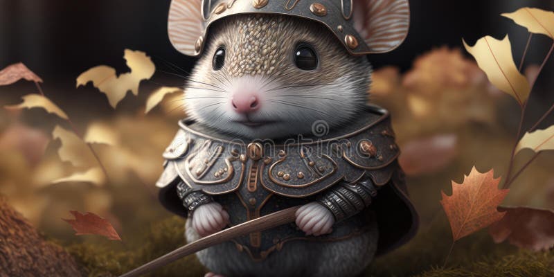 Fairytale Character Design Warrior Mouse in Medieval Armor Suit Stock ...