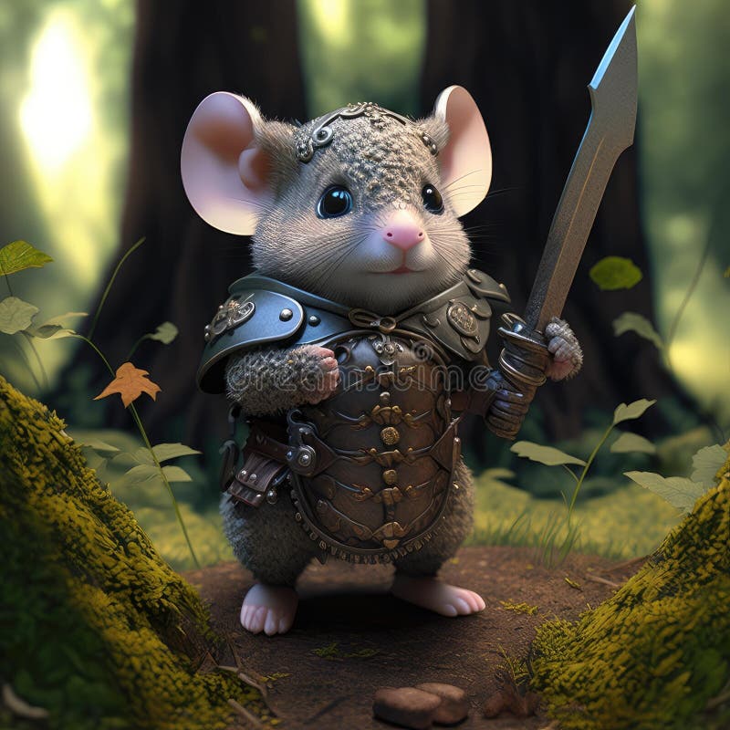 Fairytale Character Design Warrior Mouse in Medieval Armor Suit Stock ...