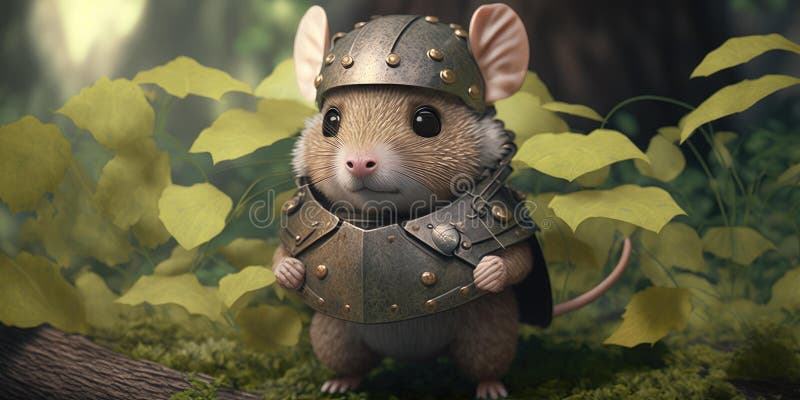 Fairytale Character Design Warrior Mouse in Medieval Armor Suit Stock ...