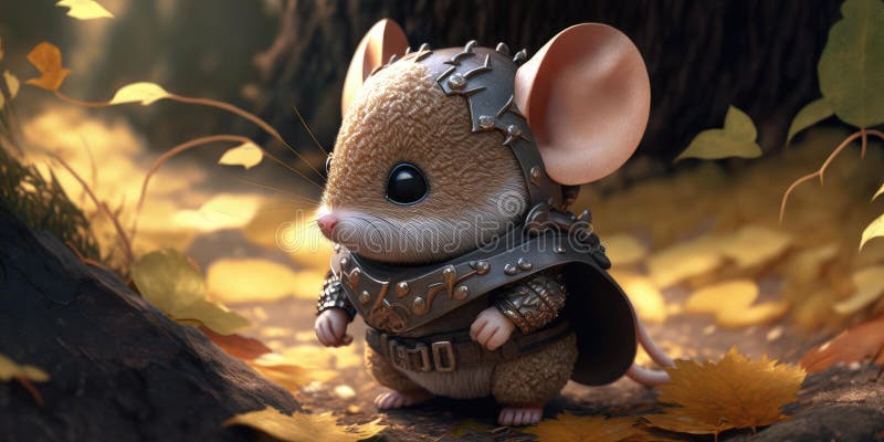 Fairytale Character Design Warrior Mouse in Medieval Armor Suit Stock ...