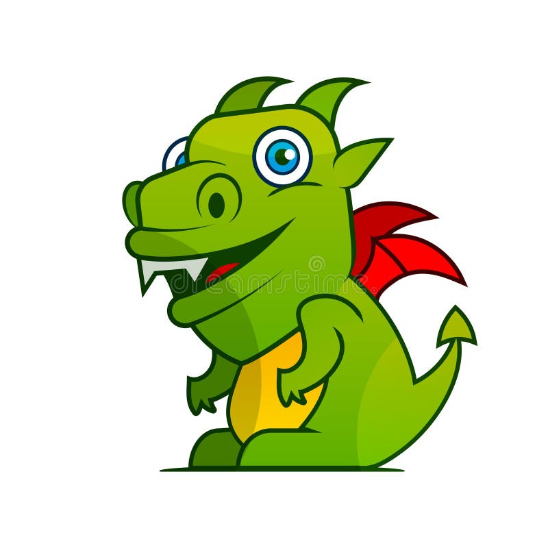 Fairytale Dragon Flat Isolated Childish Style Simple Vector Drawing in ...
