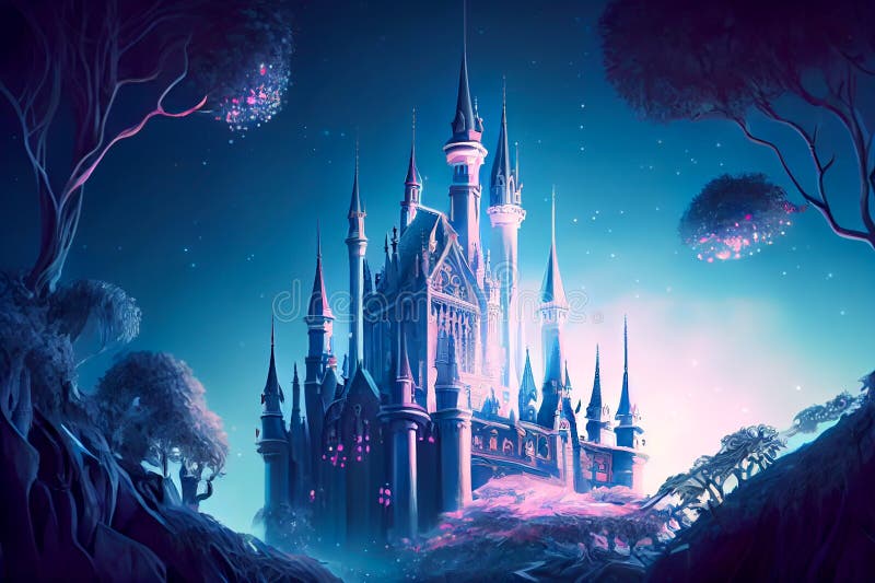 Fairytale Beautiful Castle, Ai Illustration Stock Illustration ...