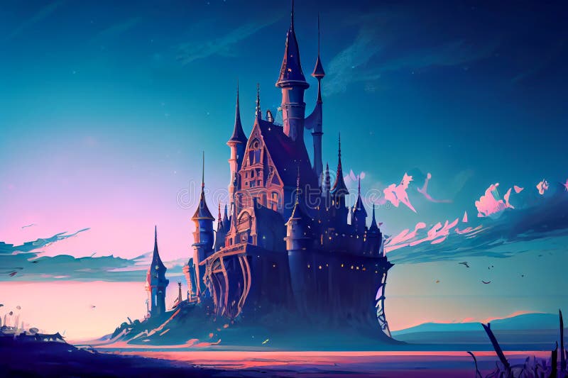 Fairytale Beautiful Castle, Ai Illustration Stock Illustration ...