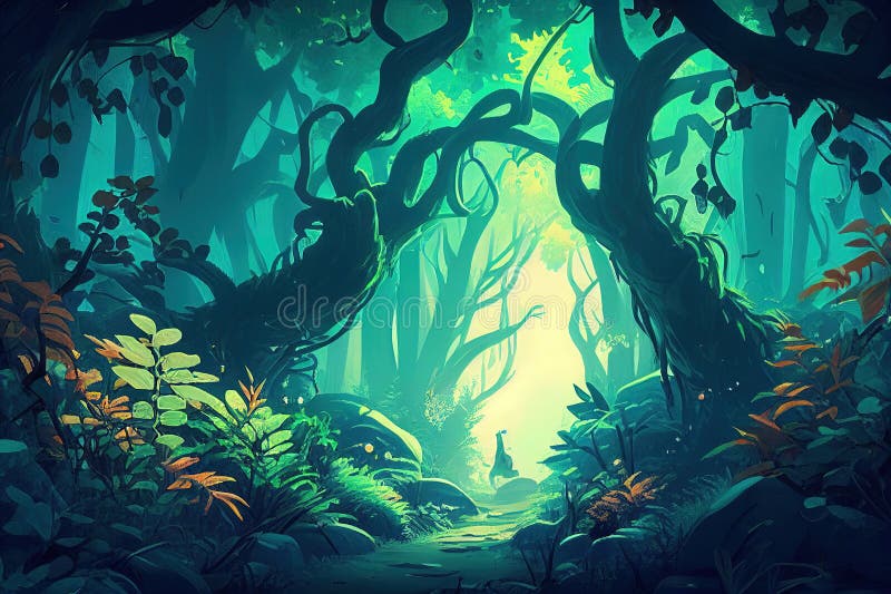 Fairytale Fantasy Forest. Abstract Trees, Magic, Illustration ...