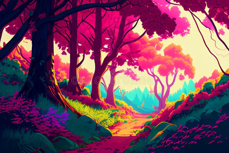 Fairytale Fantasy Forest, Ai Illustration Stock Illustration ...