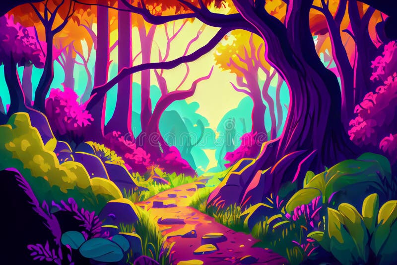 Fairytale Fantasy Forest, Ai Illustration Stock Photo - Image of ...