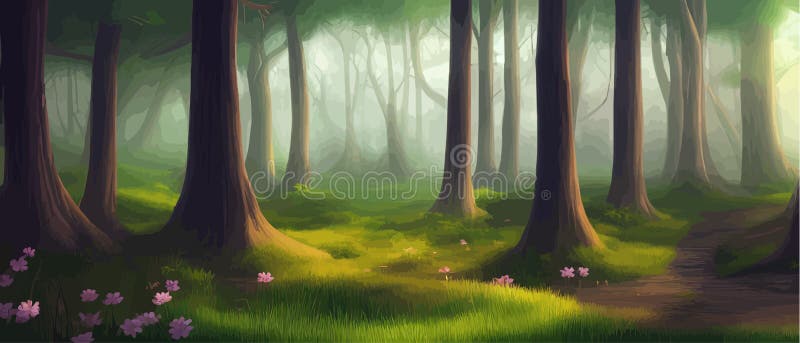 Fairytale Forest in Spring with Magical Rays Light through Trees ...