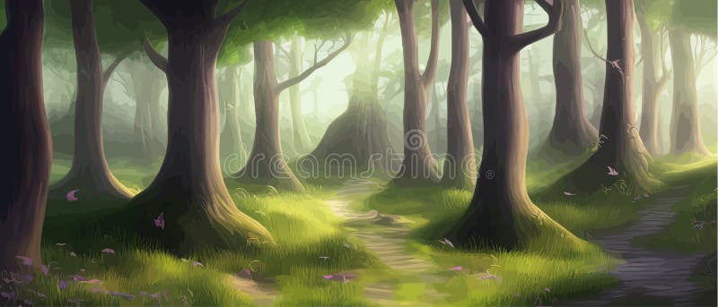 Fairytale Forest in Spring with Magical Rays Light through Trees ...