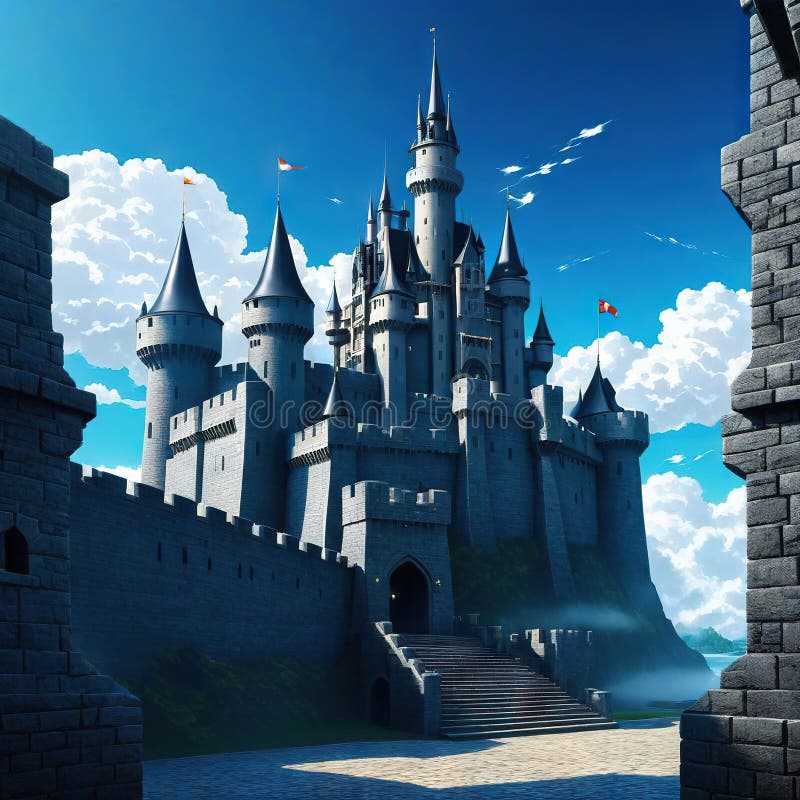 Fairytale Inspired Castle Anime Stock Illustration - Illustration of ...