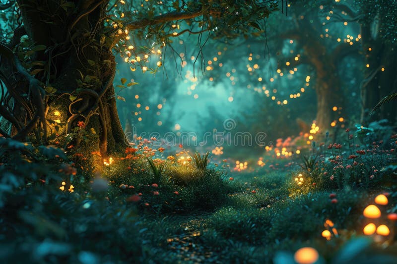A Fairytale-inspired Magic Forest Filled with Glowing Creatures, AI ...