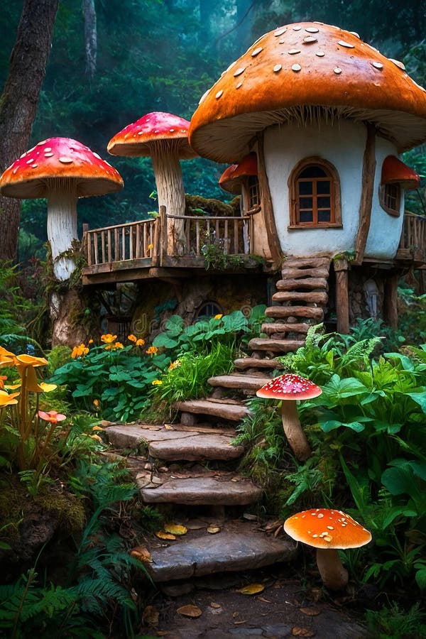 A fairytale mushroom house stock illustration. Illustration of rendered ...
