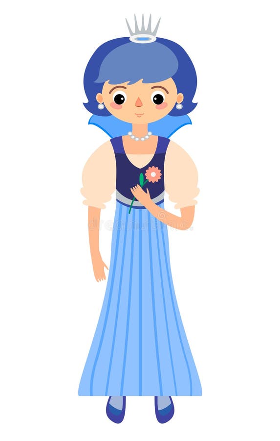 The Fairytale Princess in Blue Dress Stock Vector - Illustration of ...