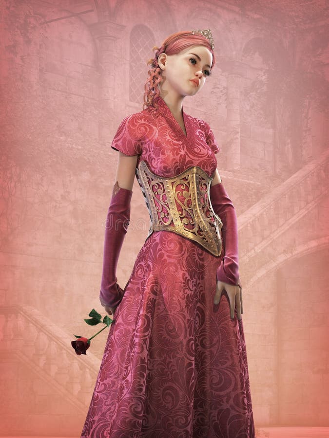 Fairytale Princess, 3d CG stock illustration. Illustration of pink ...
