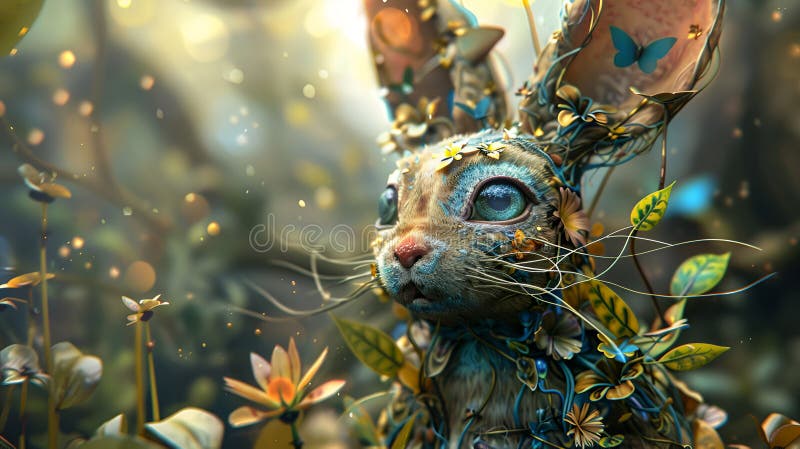 Fairytale Rabbit on a Green Meadow Stock Image - Image of statue ...