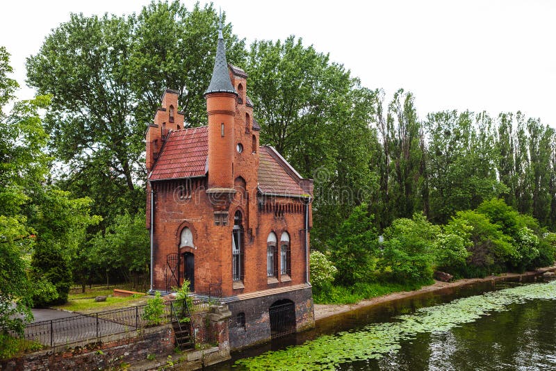 Fairytale Red Brick House-castle in Kaliningrad, Russia Stock Image ...