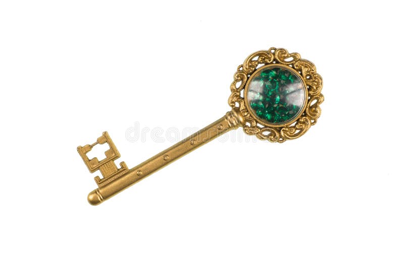 Fairytale Silver Key Isolated on White Stock Photo - Image of shiny ...