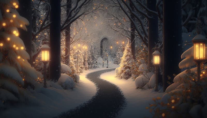 Fairytale Surreal Fantasy Christmas Enchanted Woodland with Snow ... Fairytale Surreal Fantasy Christmas Enchanted Woodland with Snow ...